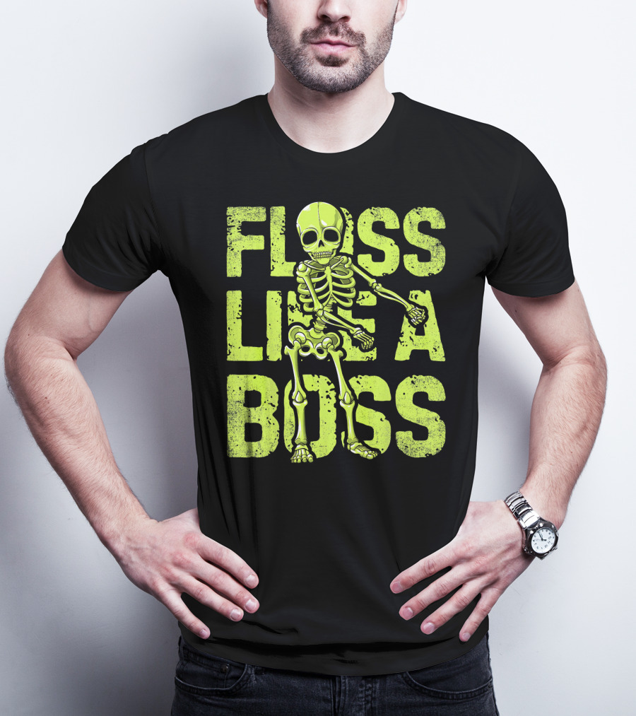 Floss Like A Boss Neon Skeleton Dance T-Shirt
