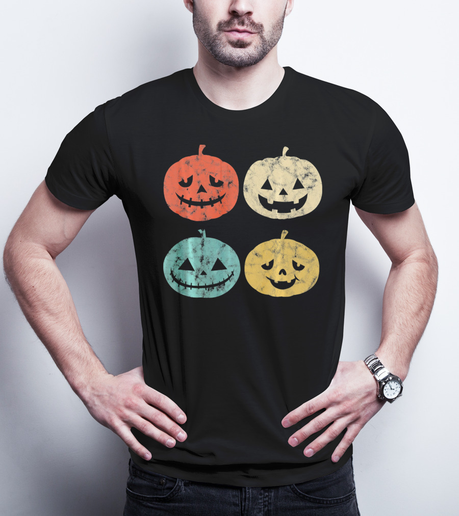 Vintage Pumpkin Funny Halloween Jack-O'-Lanterns T-Shirt