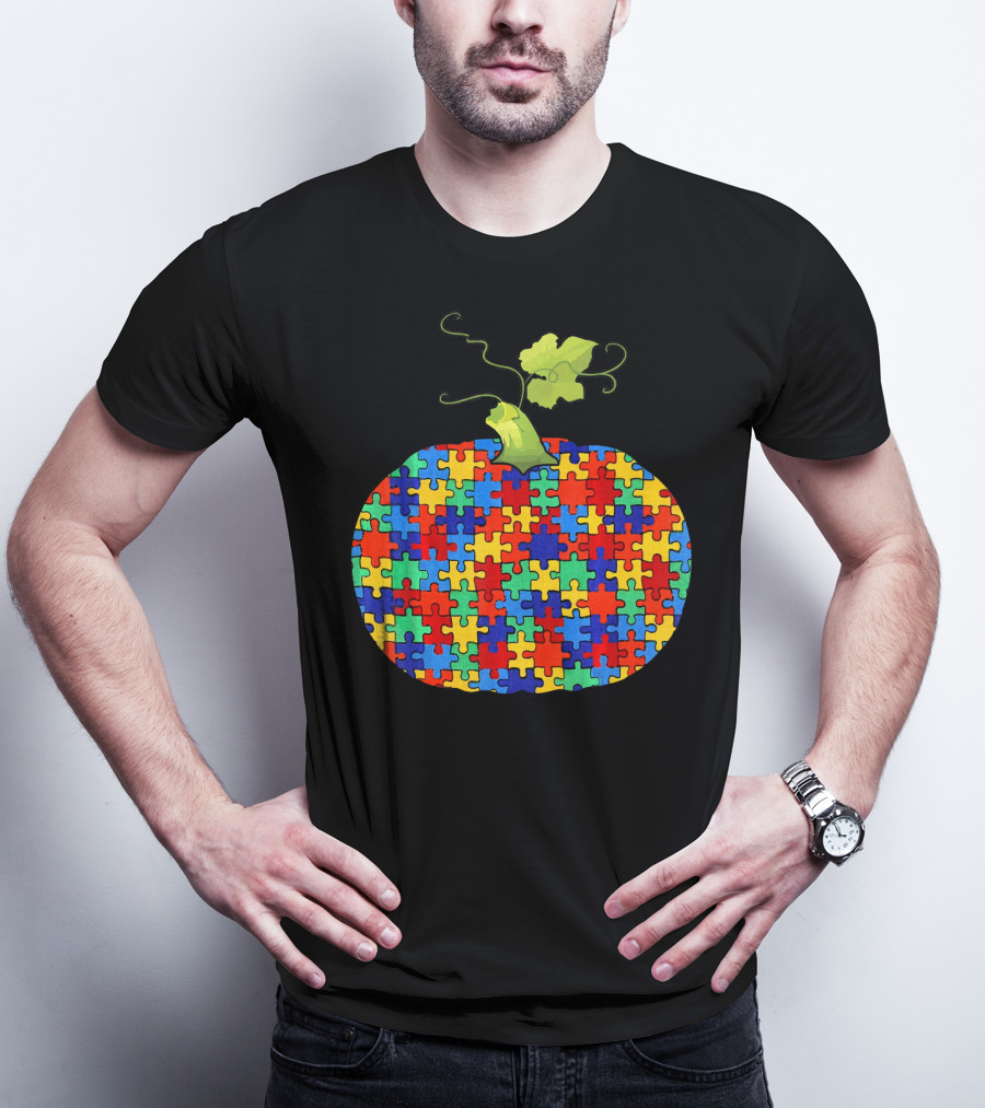 Pumpkin Puzzle Autism Awareness Halloween Lover T-Shirt