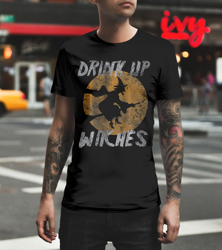 Drink Up Witches Vintage Halloween Moon T-Shirt