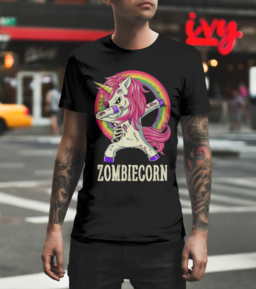 Zombiecorn Dab Dance Unicorn With Rainbow T-Shirt