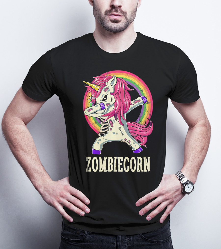 Zombiecorn Dab Dance Unicorn With Rainbow T-Shirt