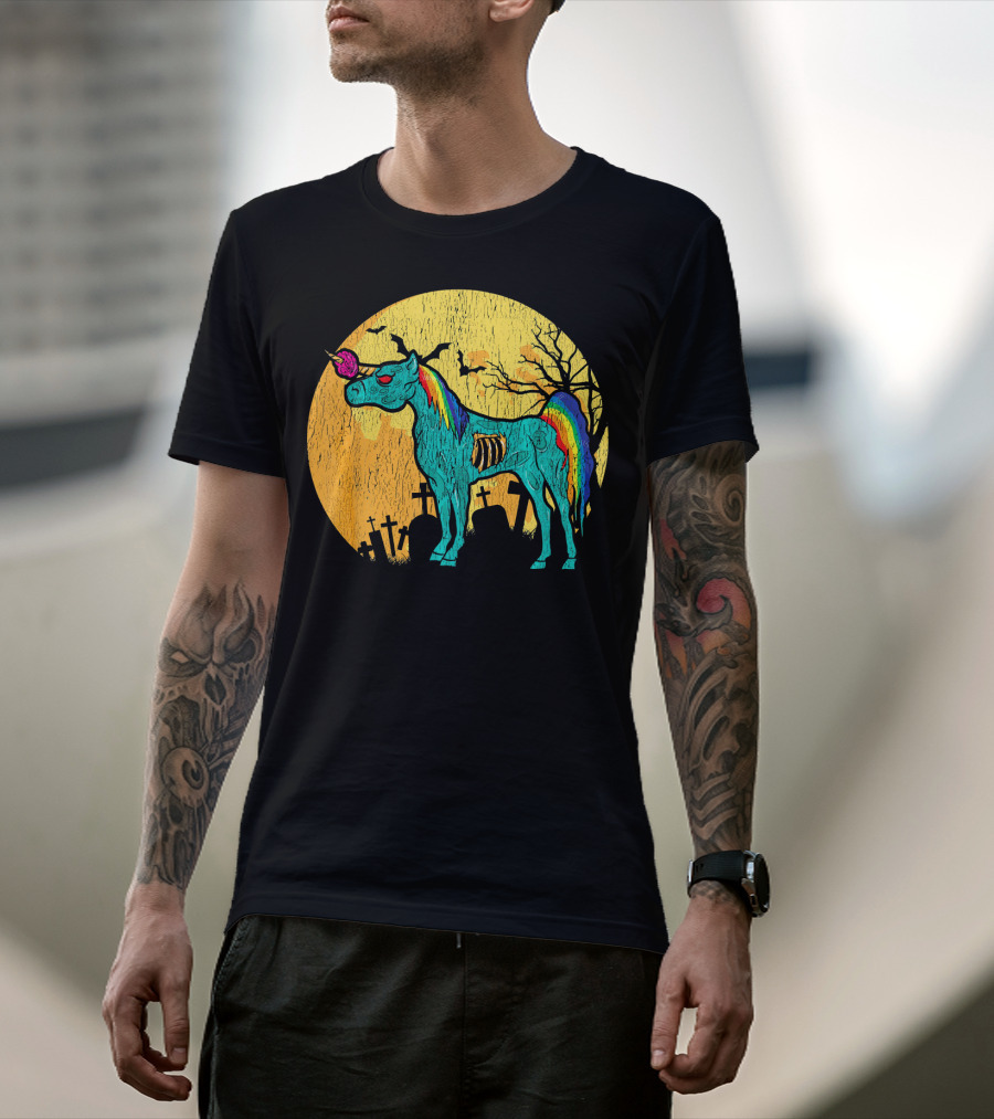 Zombie Unicorn Zombicorn Graveyard Night T-Shirt