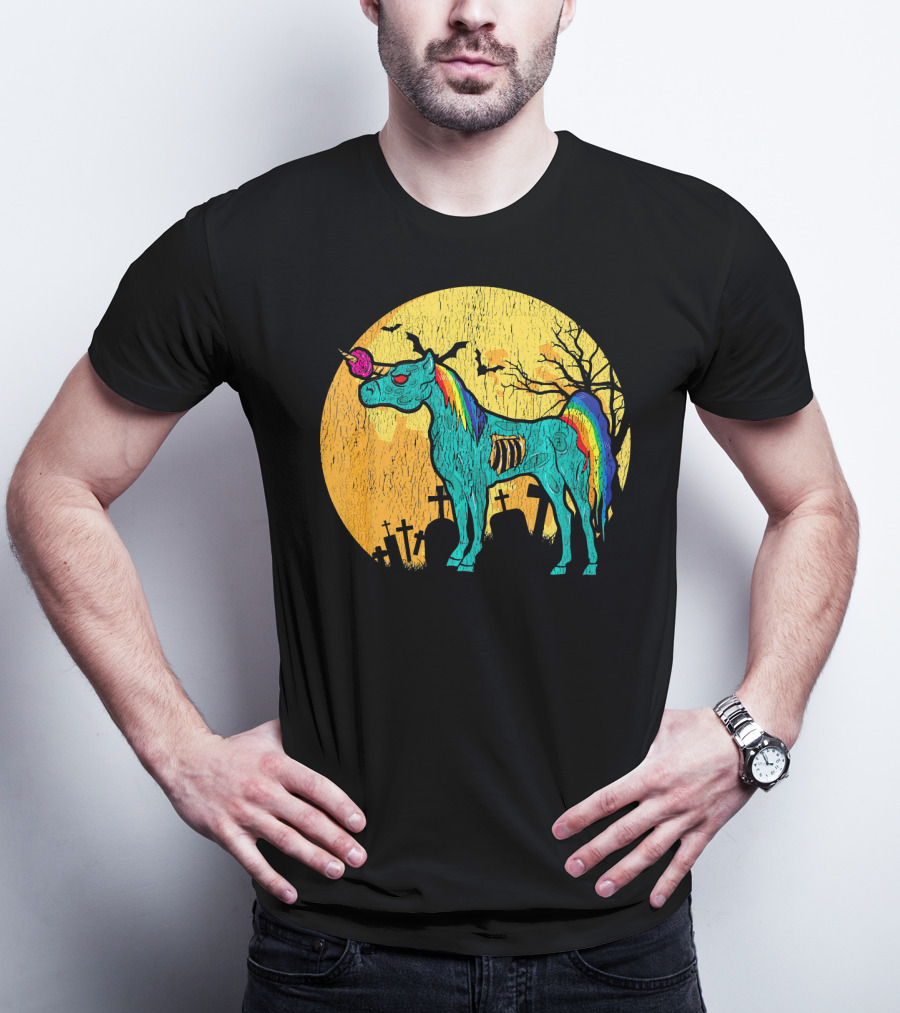 Zombie Unicorn Zombicorn Graveyard Night T-Shirt
