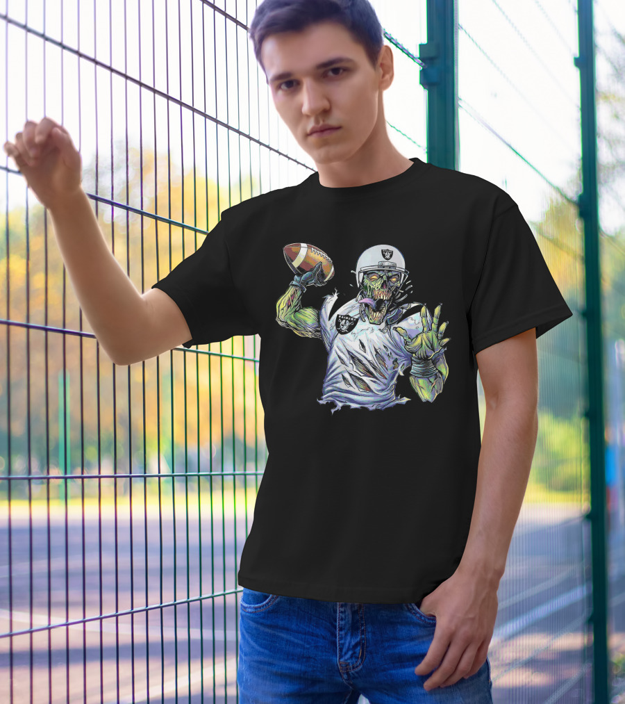 Raider Zombie Football Halloween Skull Horror Team T-Shirt