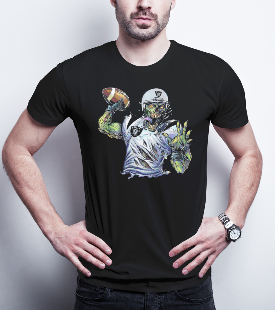 Raider Zombie Football Halloween Skull Horror Team T-Shirt
