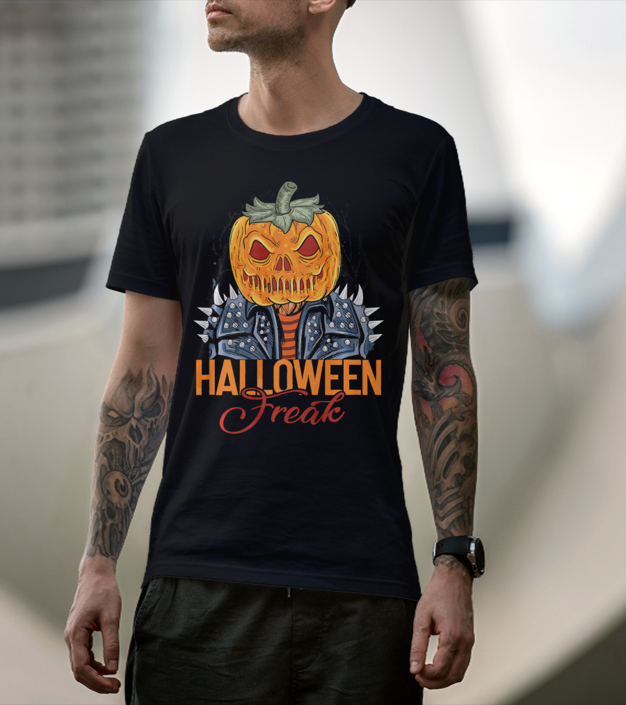 Halloween Freak Pumpkin Zombie Spiked Jacket T-Shirt