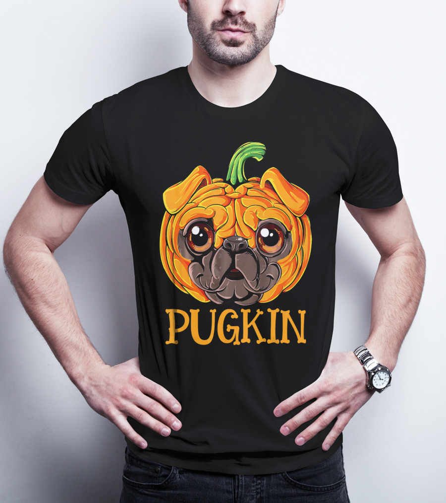 Pugkin Pug Pumpkin Halloween T-Shirt
