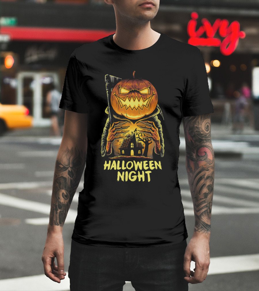 Halloween Night Scary Pumpkin Monster House T-Shirt