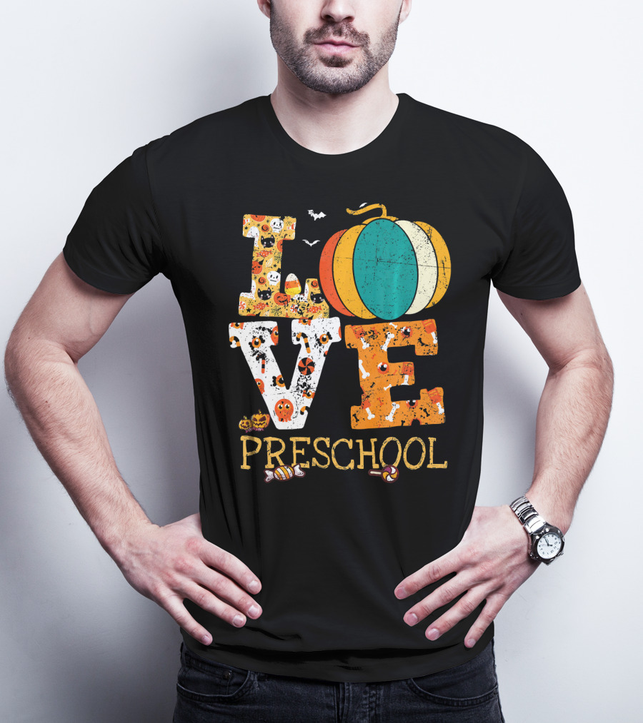 Love Preschool Halloween Pumpkin Candy Fun T-Shirt