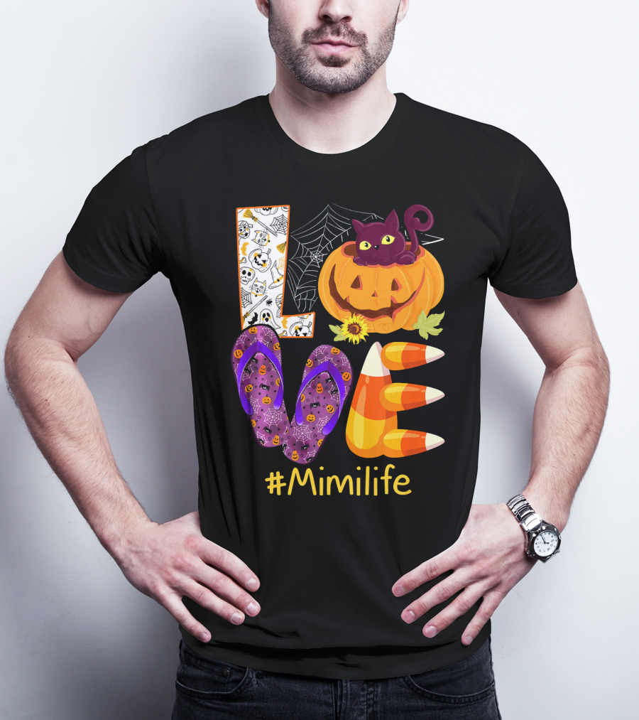 Love Pumpkin Cat Flip Flops #Mimilife T-Shirt