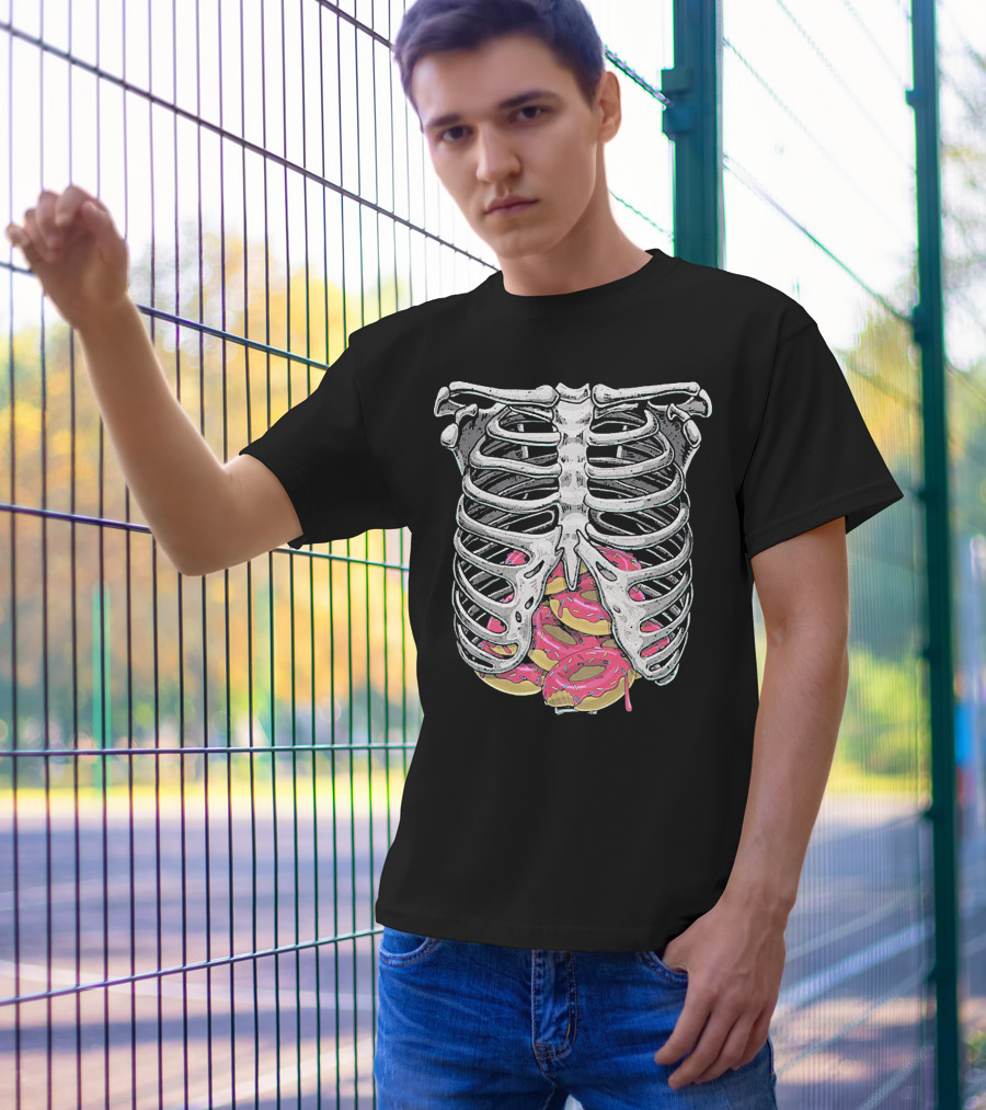 Doughnut Skeleton Rib Cage Halloween Cosplay T-Shirt