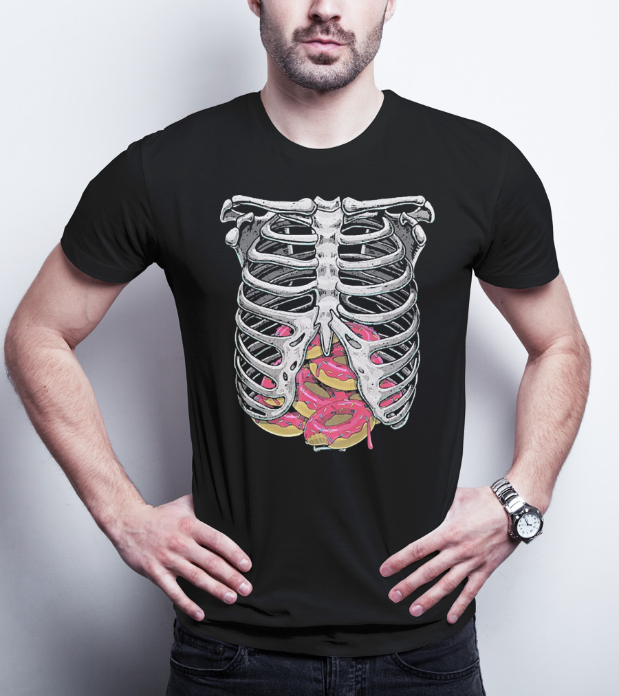 Doughnut Skeleton Rib Cage Halloween Cosplay T-Shirt