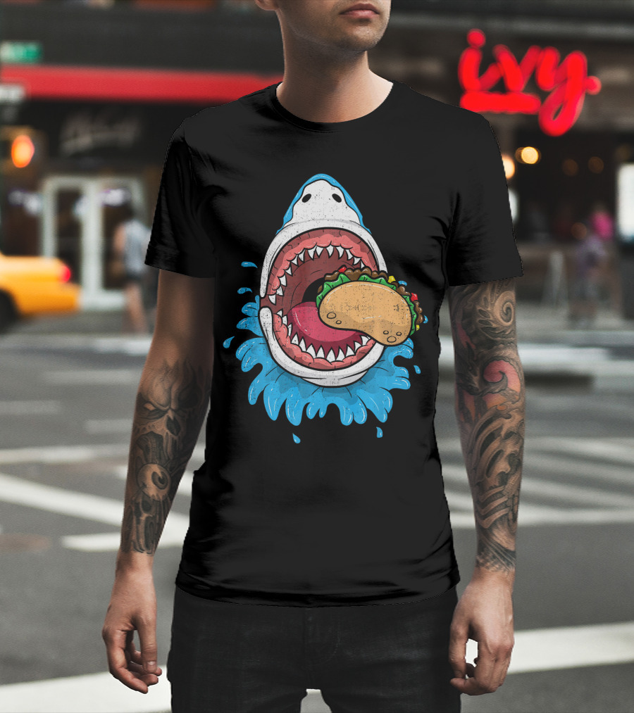 Halloween Shark Eating Taco Mexica Splash T-Shirt