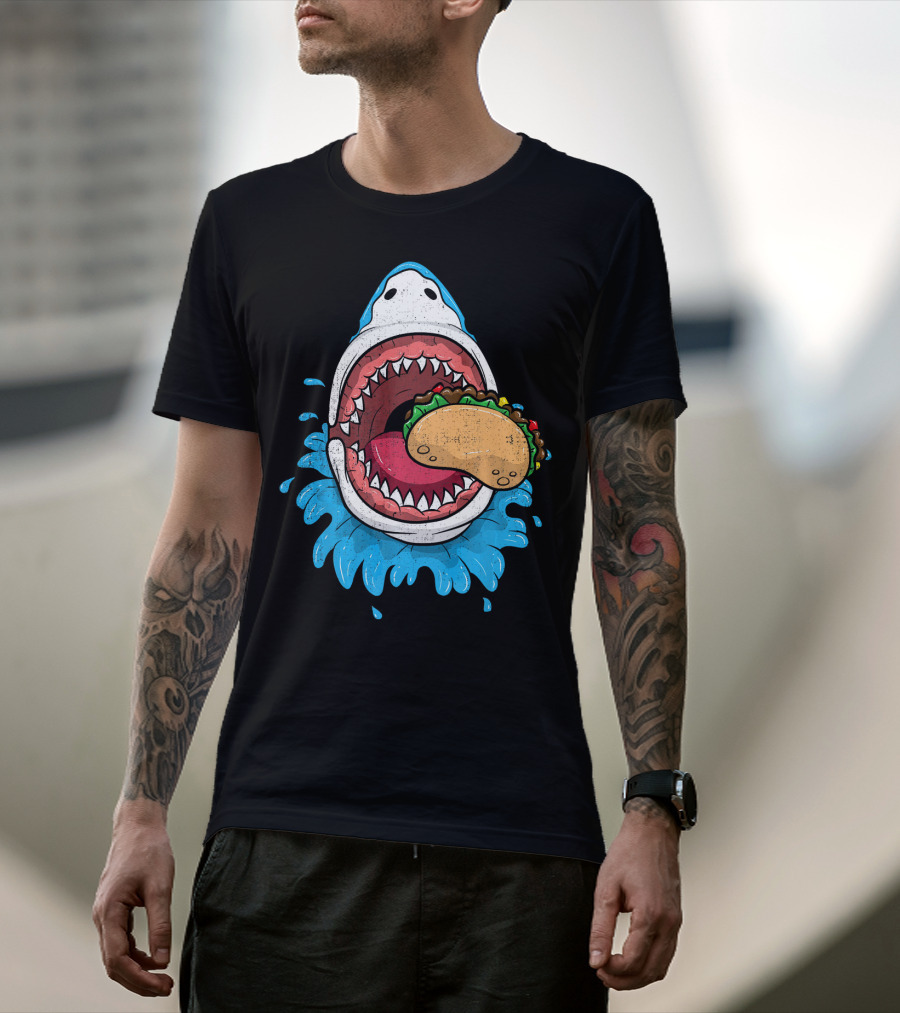 Halloween Shark Eating Taco Mexica Splash T-Shirt