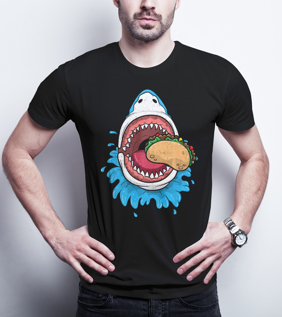 Halloween Shark Eating Taco Mexica Splash T-Shirt