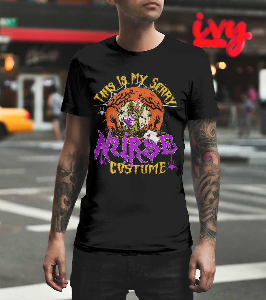 This Is My Scary Nurse Costume Moon Halloween T-Shirt