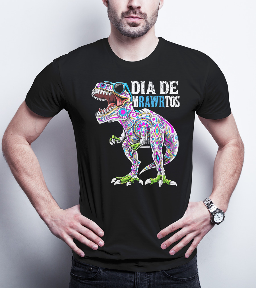 Dia De Mrawrtos Dinosaur Sugarskull T-Shirt