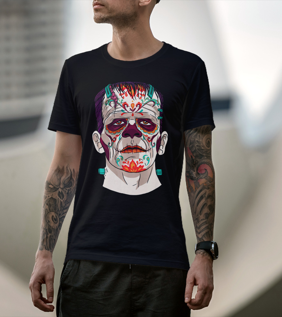 Frankenstein Catrina Sugar Skull Horror T-Shirt