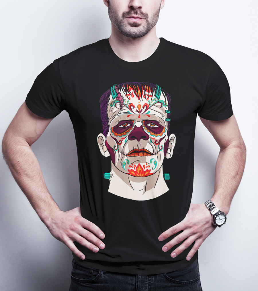 Frankenstein Catrina Sugar Skull Horror T-Shirt