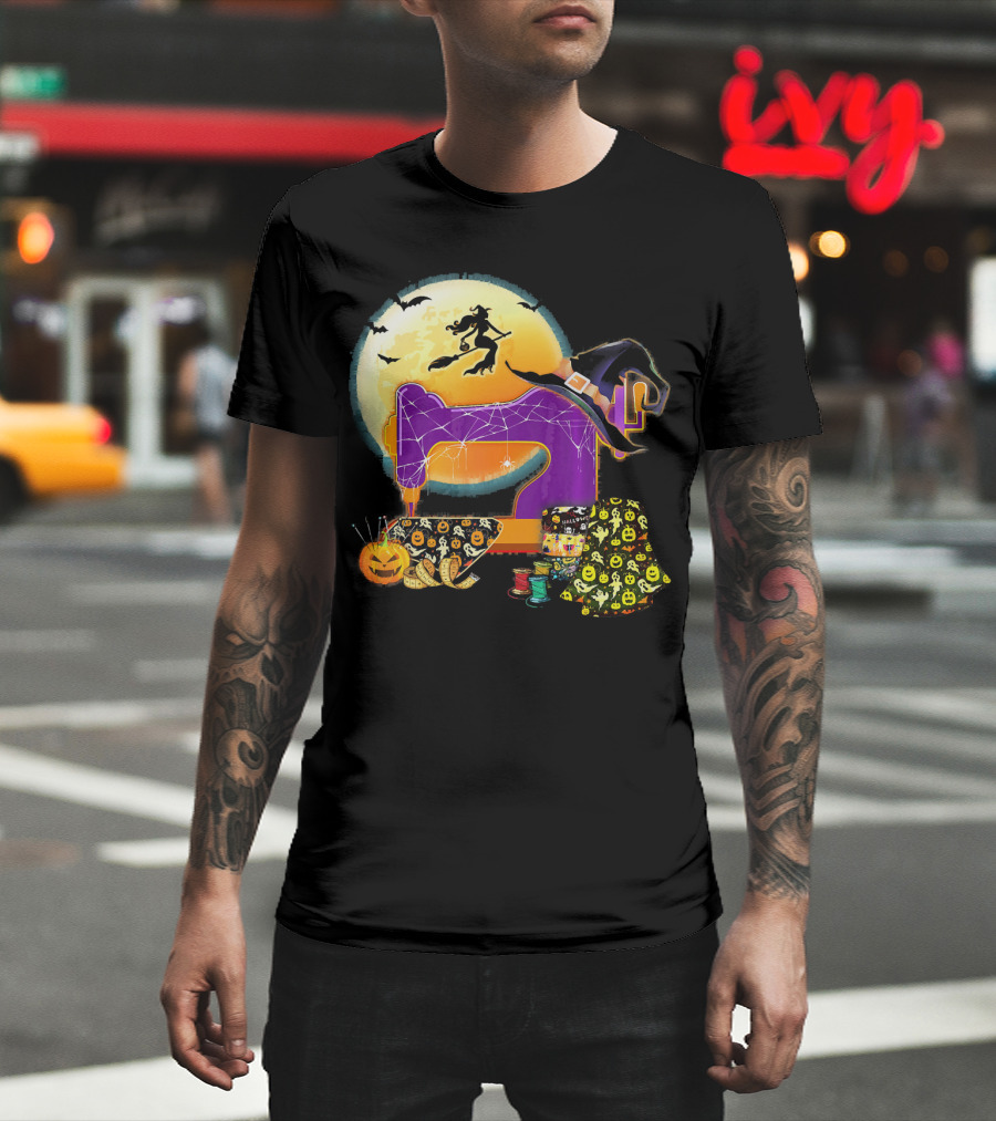 Halloween Sewing Machine Witch Spooky Love T-Shirt