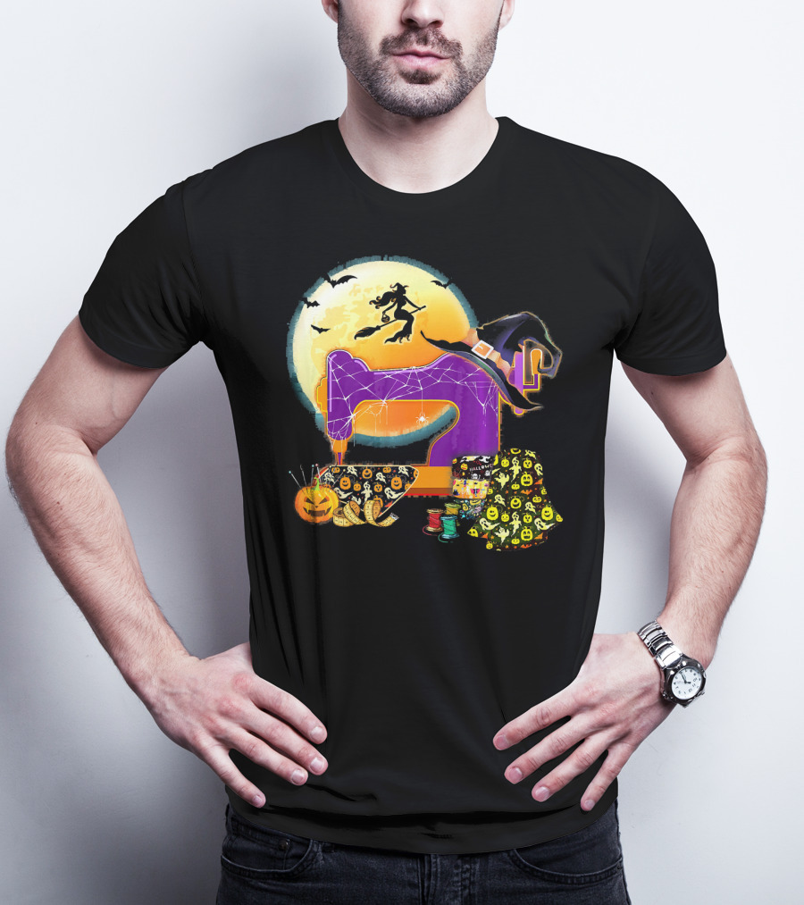 Halloween Sewing Machine Witch Spooky Love T-Shirt