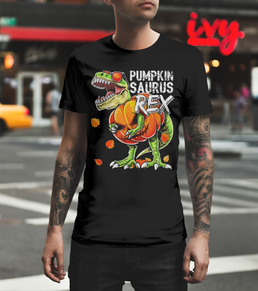 Pumpkinsaurus Rex Halloween Dinosaur Pumpkin Jack O Lantern T-Shirt