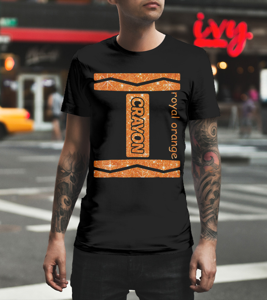 Royal Orange Crayon Halloween Couple Fri Sparkle T-Shirt