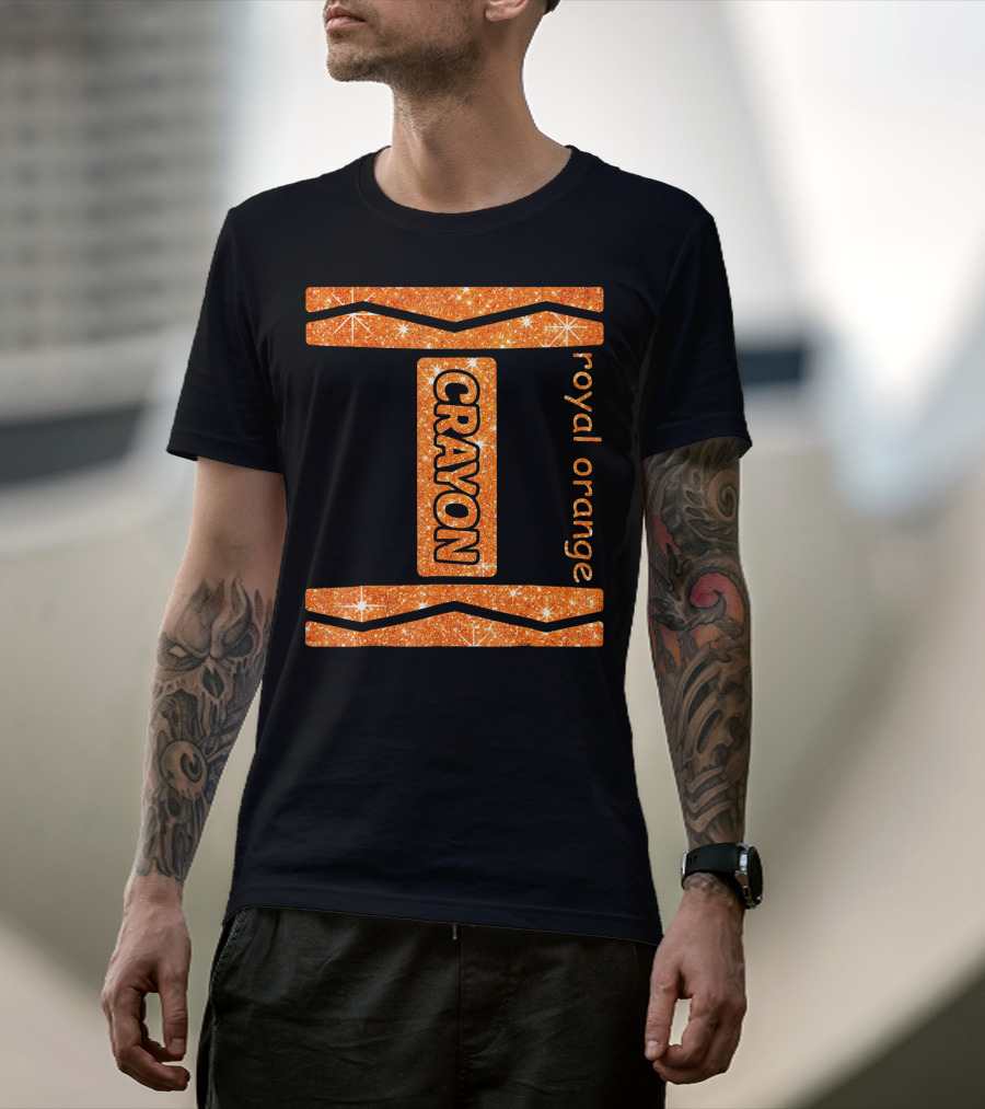 Royal Orange Crayon Halloween Couple Fri Sparkle T-Shirt