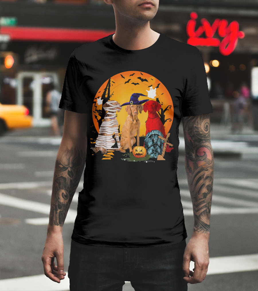 My Vizsla Team Halloween Pumpkin Mummy Witch Dog T-Shirt