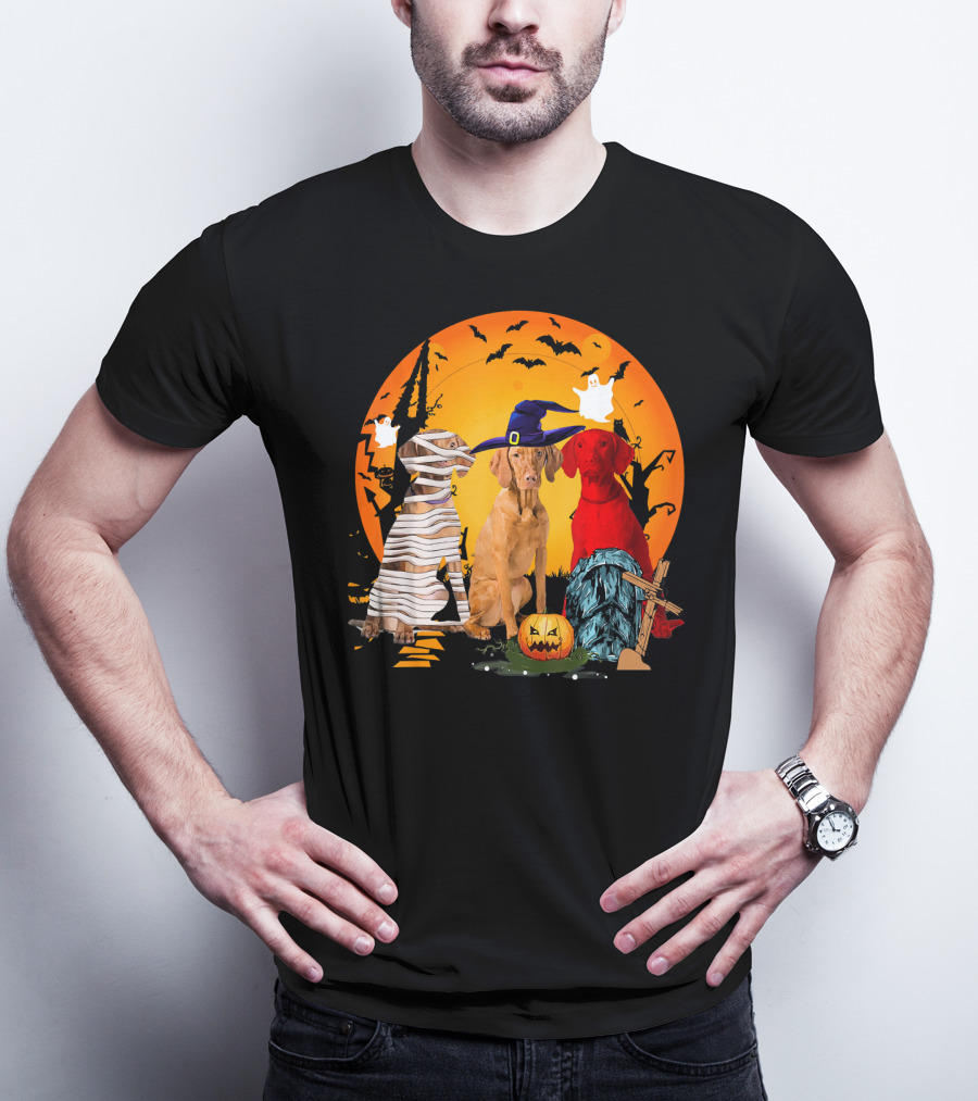 My Vizsla Team Halloween Pumpkin Mummy Witch Dog T-Shirt
