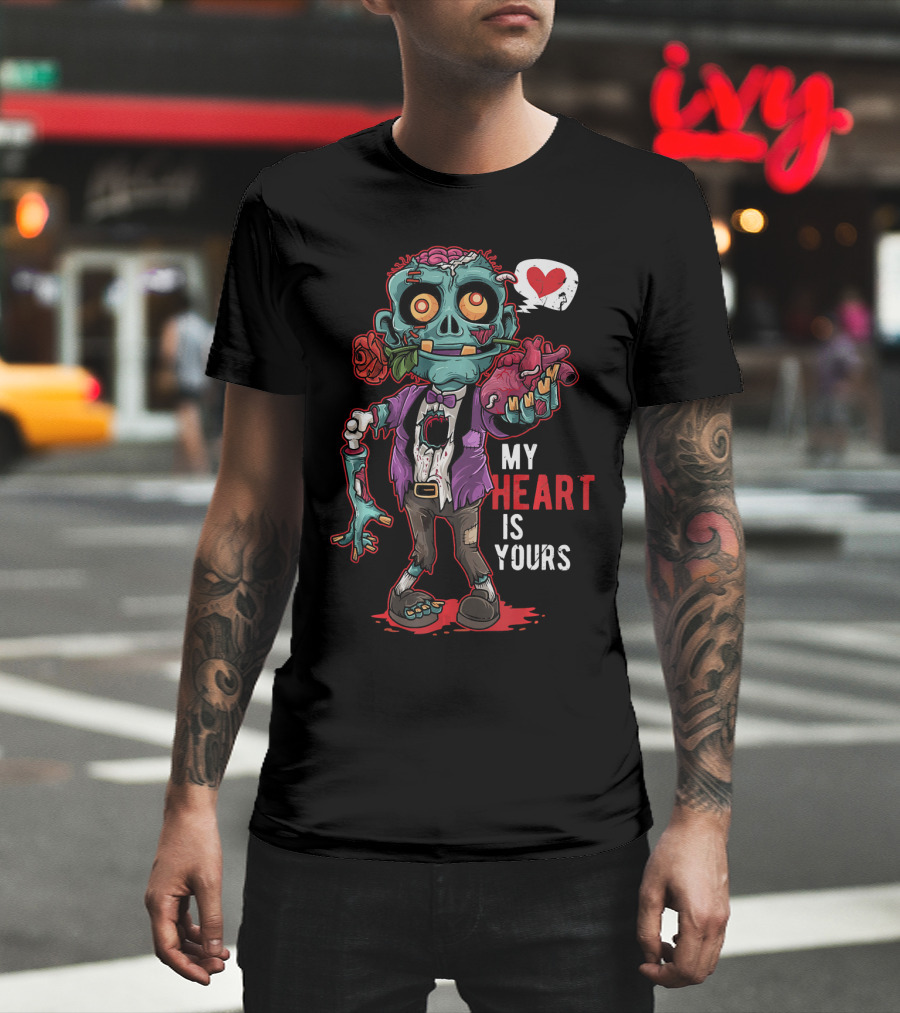 My Heart Is Yours Zombie Valentin Brains T-Shirt