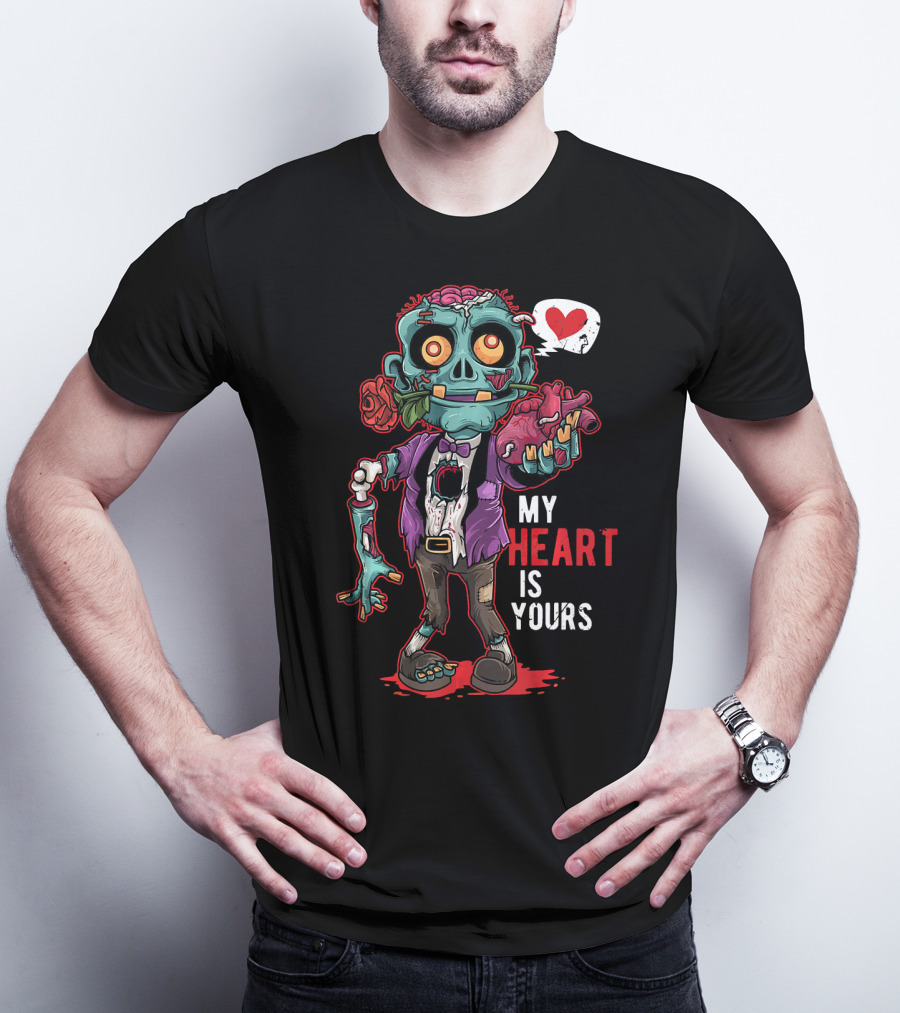 My Heart Is Yours Zombie Valentin Brains T-Shirt