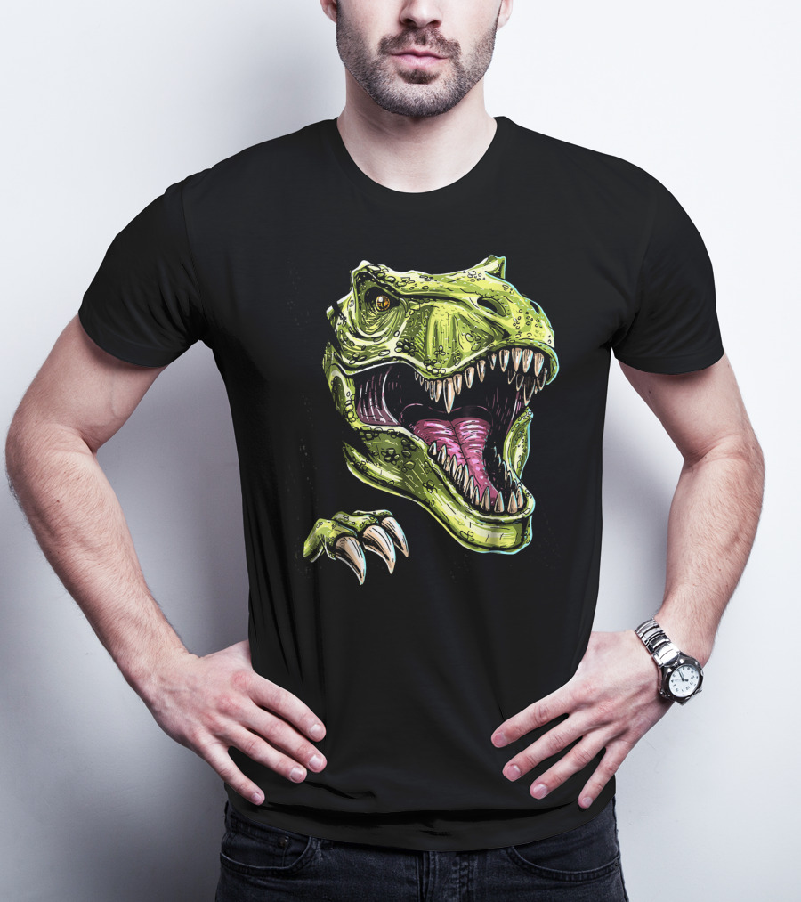 Ripped T-Rex Dinosaur Halloween Face Roar T-Shirt