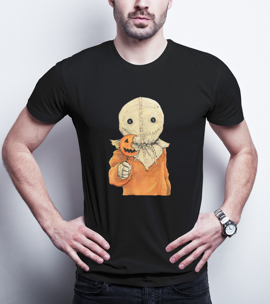 Trick R Treat Sam With Pumpkin Lollipop Cute Funny Halloween T-Shirt