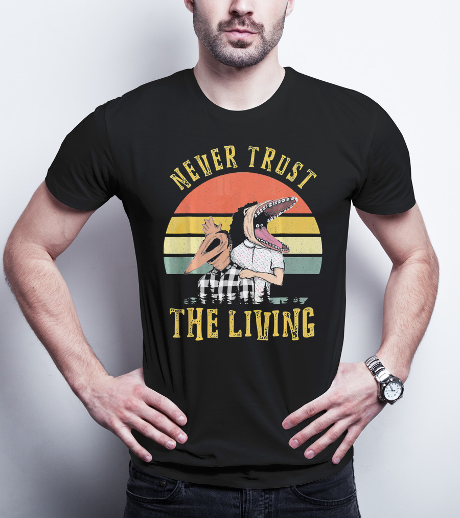 Never Trust The Living Retro Vintage Sun Beetlejuice Icons T-Shirt