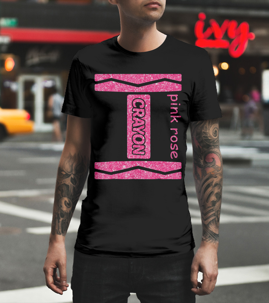 Pink Rose Crayon Halloween Couple Friend Costume T-Shirt