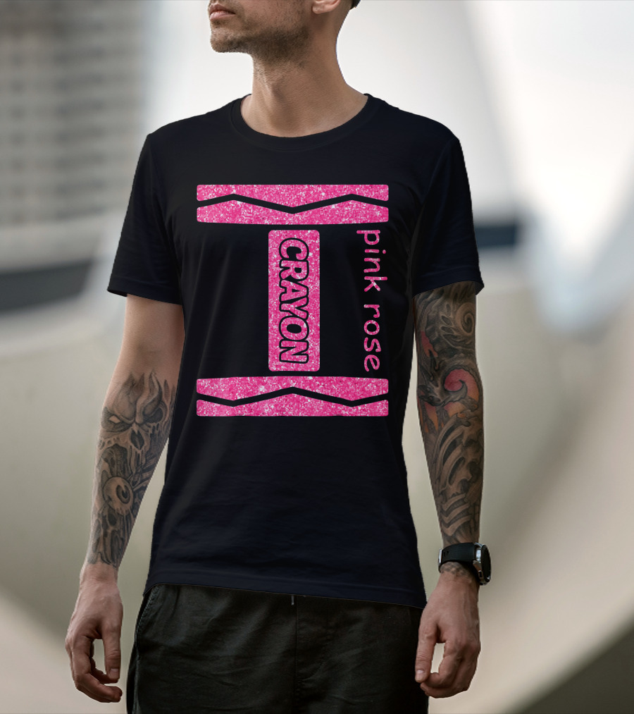 Pink Rose Crayon Halloween Couple Friend Costume T-Shirt