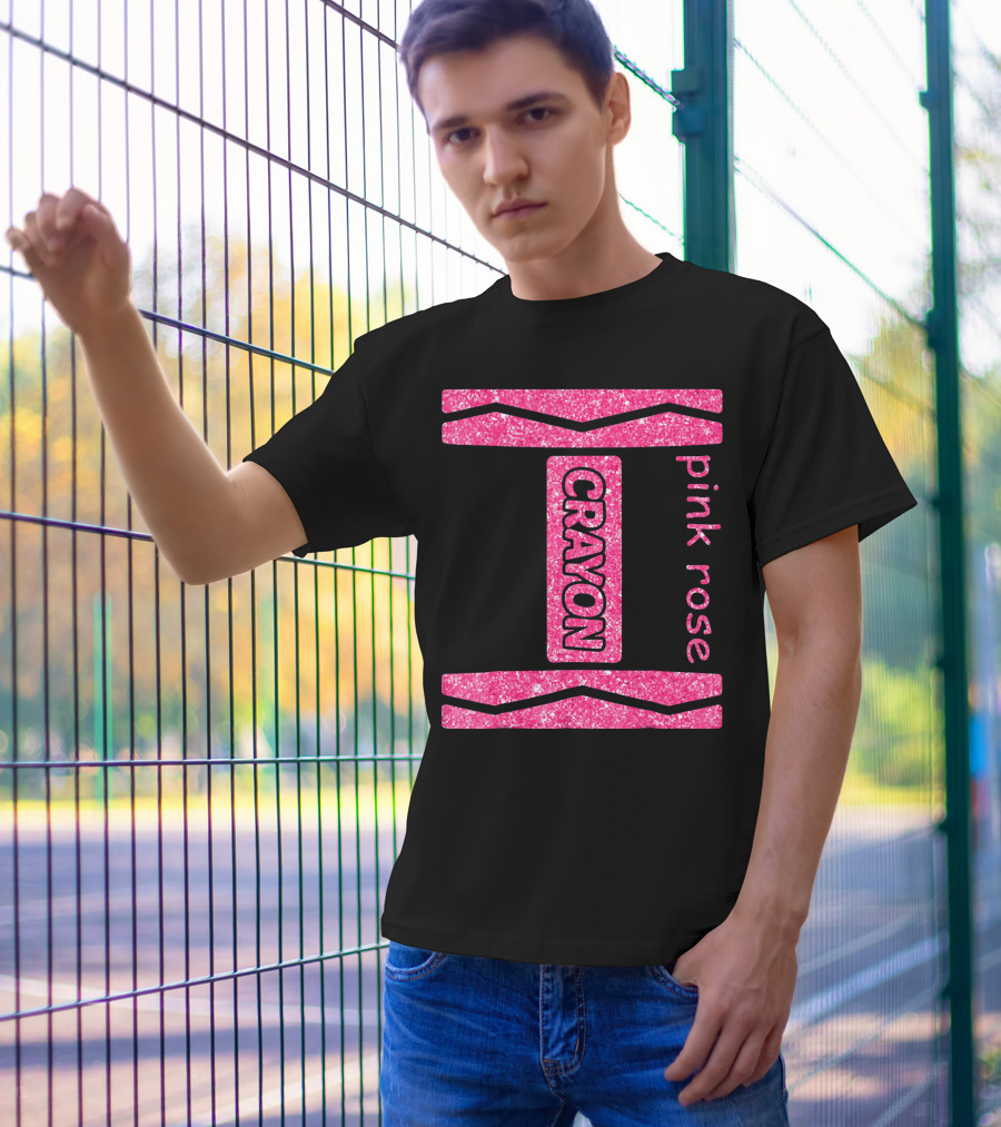 Pink Rose Crayon Halloween Couple Friend Costume T-Shirt