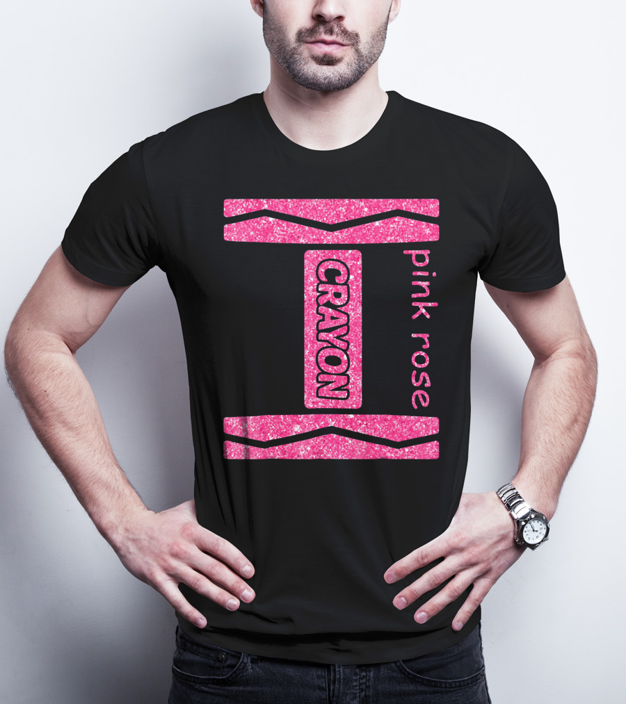 Pink Rose Crayon Halloween Couple Friend Costume T-Shirt