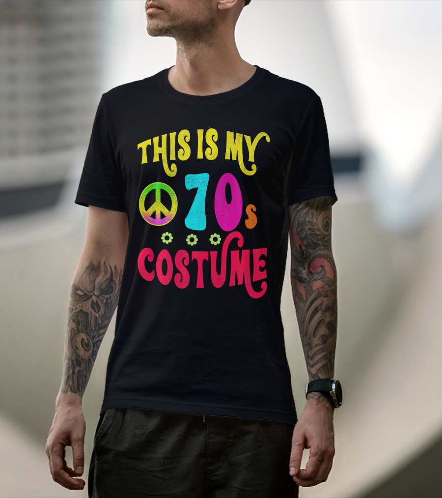 This Is My 70S Costume Groovy Peace Flowers T-Shirt