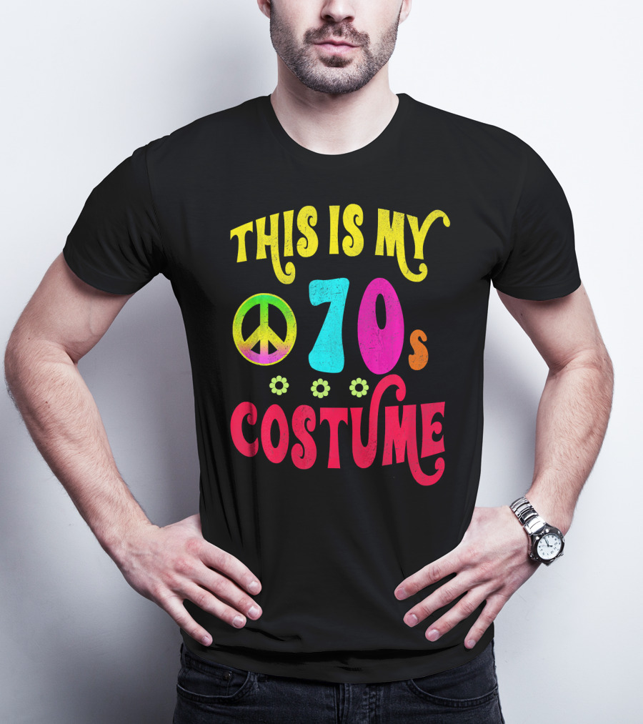 This Is My 70S Costume Groovy Peace Flowers T-Shirt
