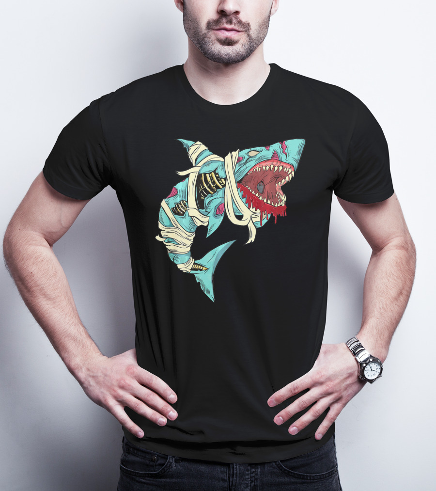 Shark Zombie Halloween Jawsome Zom Mummy Jaws T-Shirt