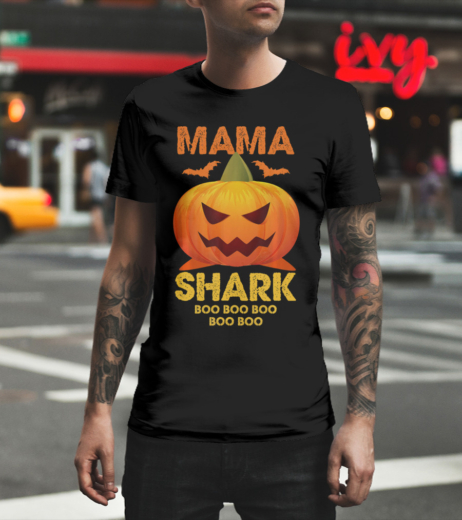 Mama Shark Boo Boo Boo Boo Halloween Pumpkin T-Shirt