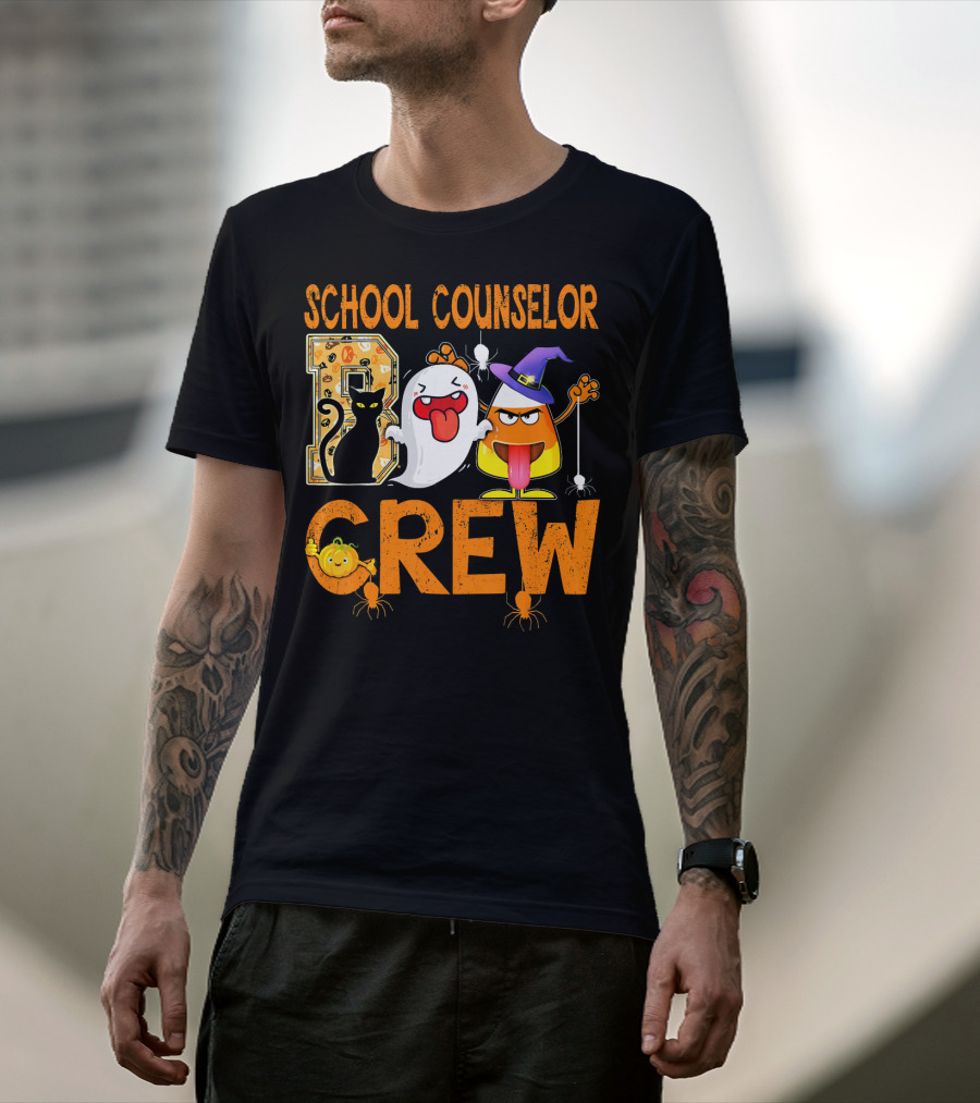 School Counselor Boo Crew Cat Ghost Candy T-Shirt