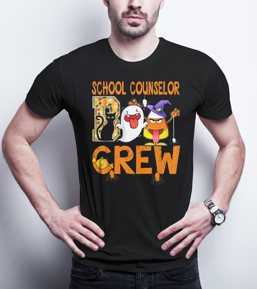 School Counselor Boo Crew Cat Ghost Candy T-Shirt