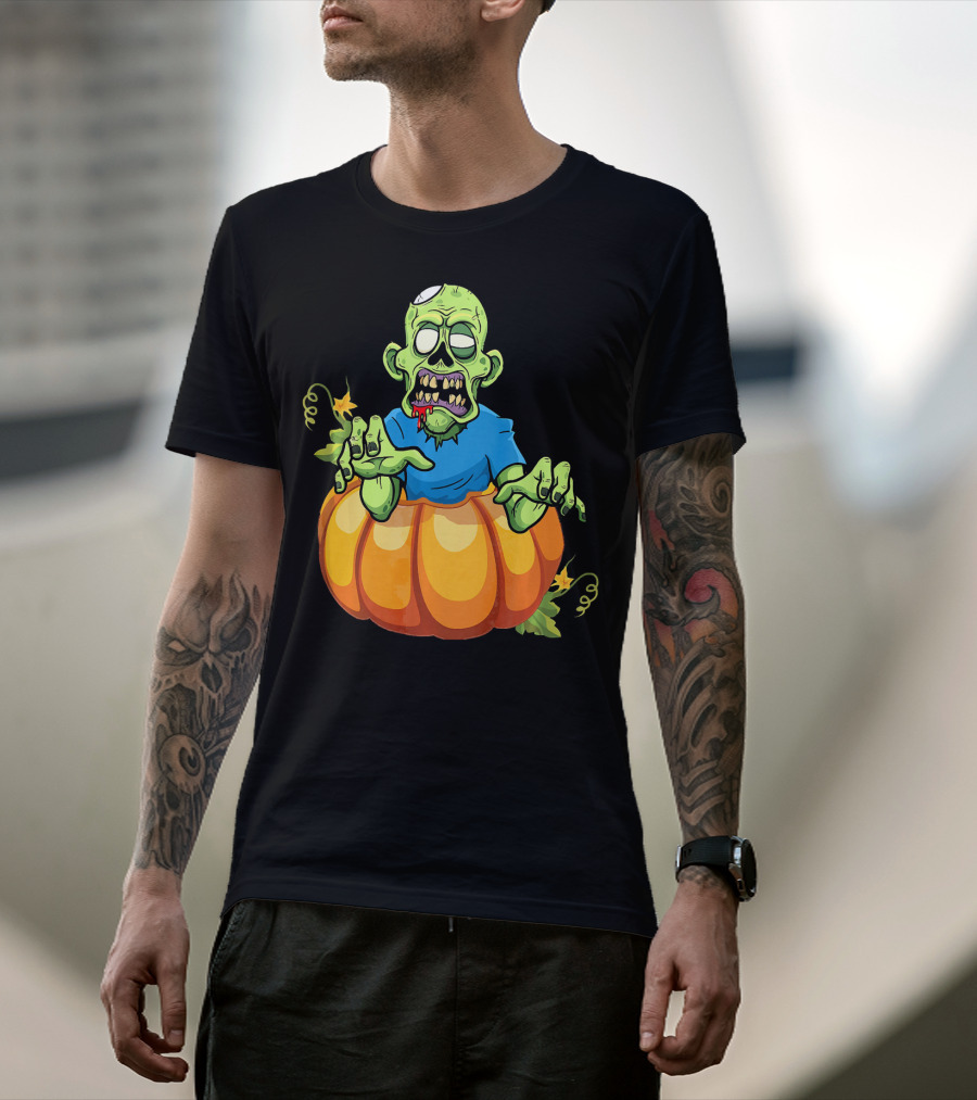 Zombie Rising From Pumpkin T-Shirt