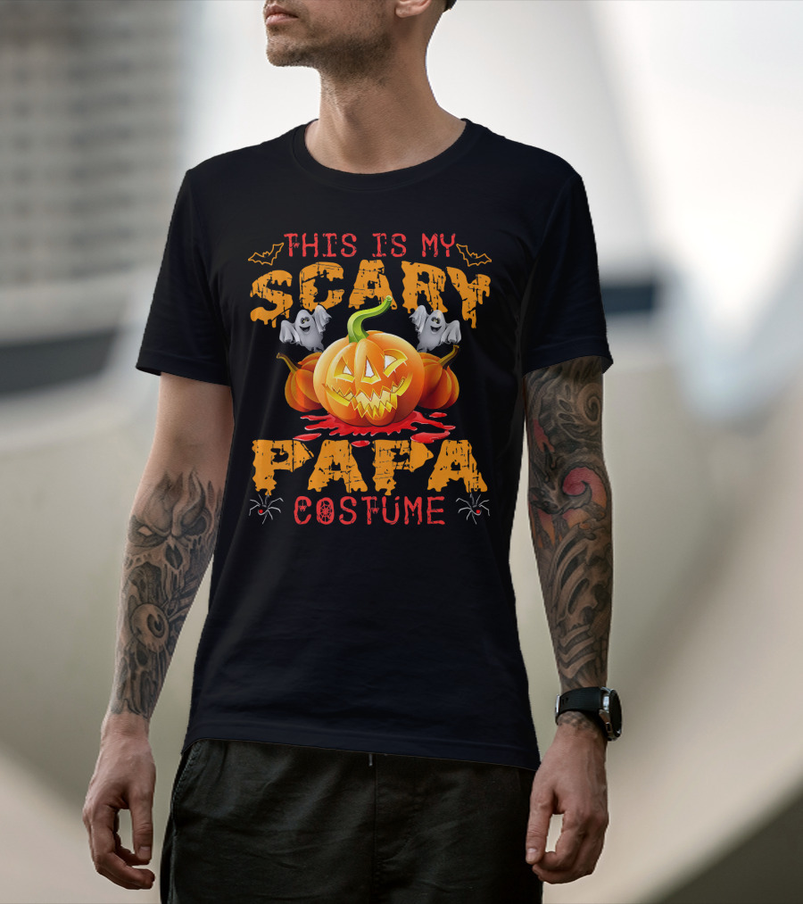This Is My Scary Papa Costume Pumpkin Ghosts Spiders Bats T-Shirt