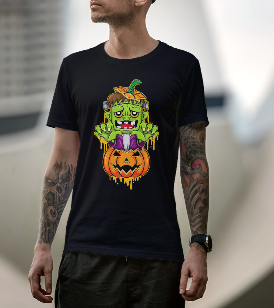 Sweet Cute Pumpkin Halloween Frankenstein Monster T-Shirt