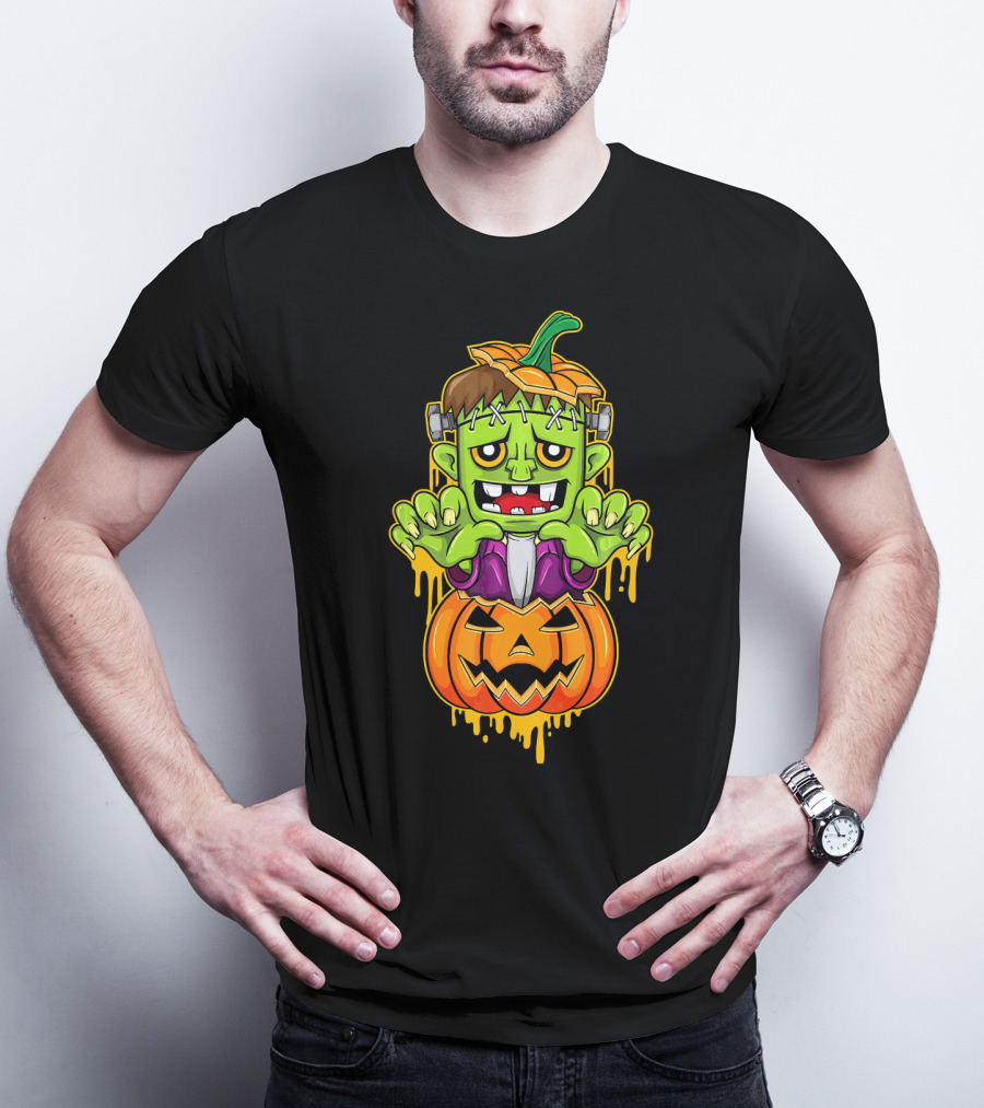 Sweet Cute Pumpkin Halloween Frankenstein Monster T-Shirt